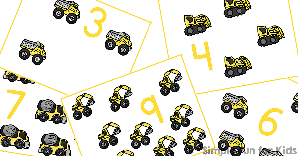 Construction Vehicles Counting Cards - Simple Fun for Kids VIP
