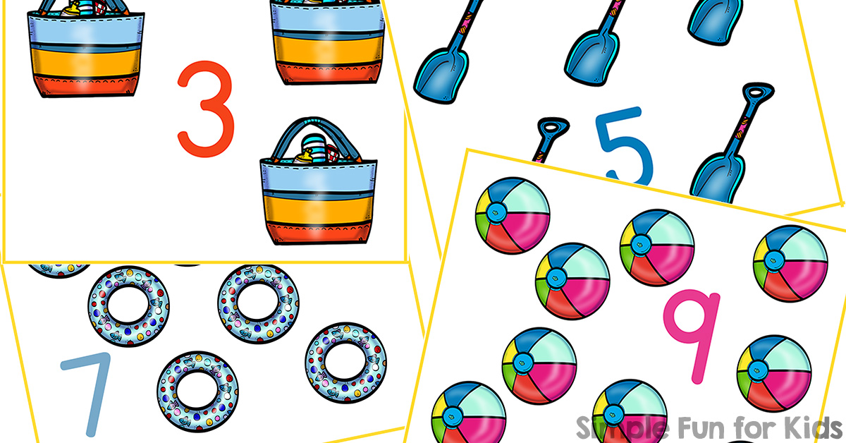 Beach Gear Counting Cards - Simple Fun for Kids VIP