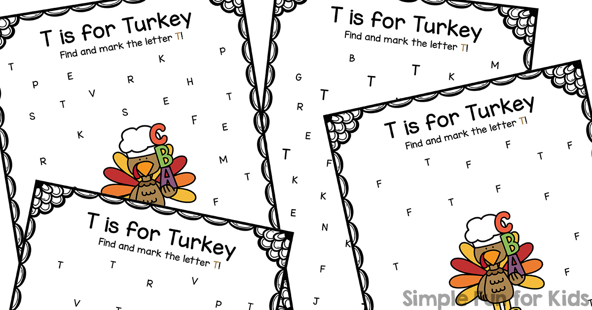 T is for Turkey Letter Find - Simple Fun for Kids VIP
