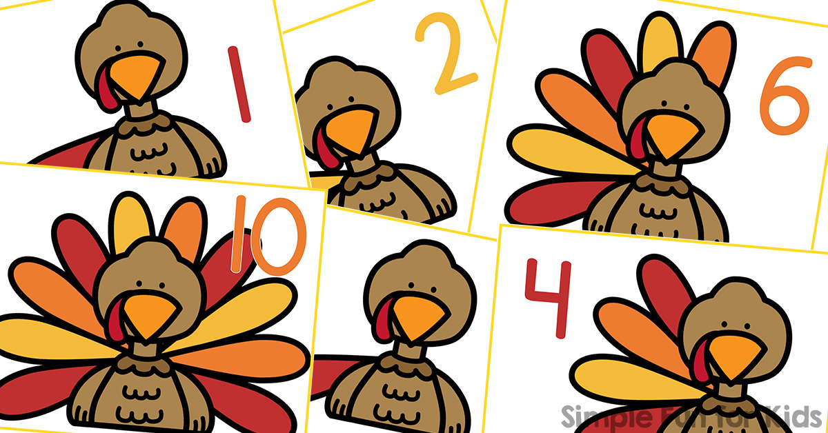 Turkey Feather Counting Cards - Simple Fun for Kids VIP