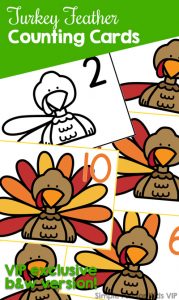 Turkey Feather Counting Cards - Simple Fun for Kids VIP
