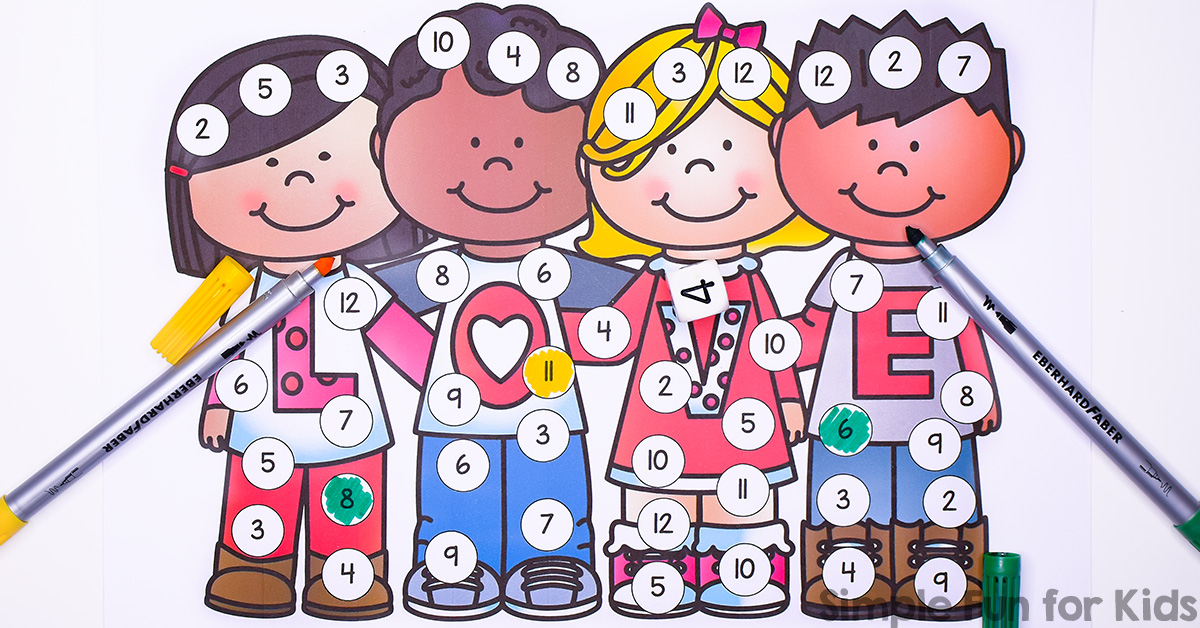 Valentine's Friends Roll, Add, and Cover Game - Simple Fun for Kids VIP