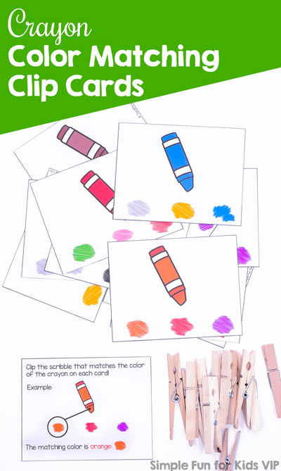 Crayon Color Matching Clip Cards - Simple Fun for Kids VIP