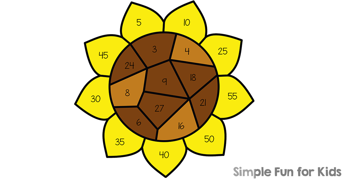 Sunflower Skip Counting Coloring Page - Simple Fun for Kids VIP