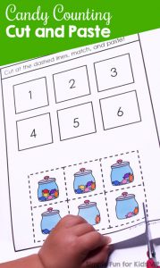 Candy Counting Cut and Paste Worksheet - Simple Fun for Kids VIP