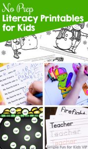 No Prep Literacy Printables for Kids - Simple Fun for Kids VIP