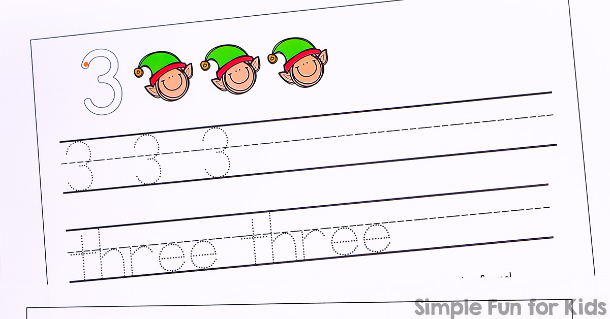 Christmas Elves Number Writing Practice - Simple Fun for Kids VIP