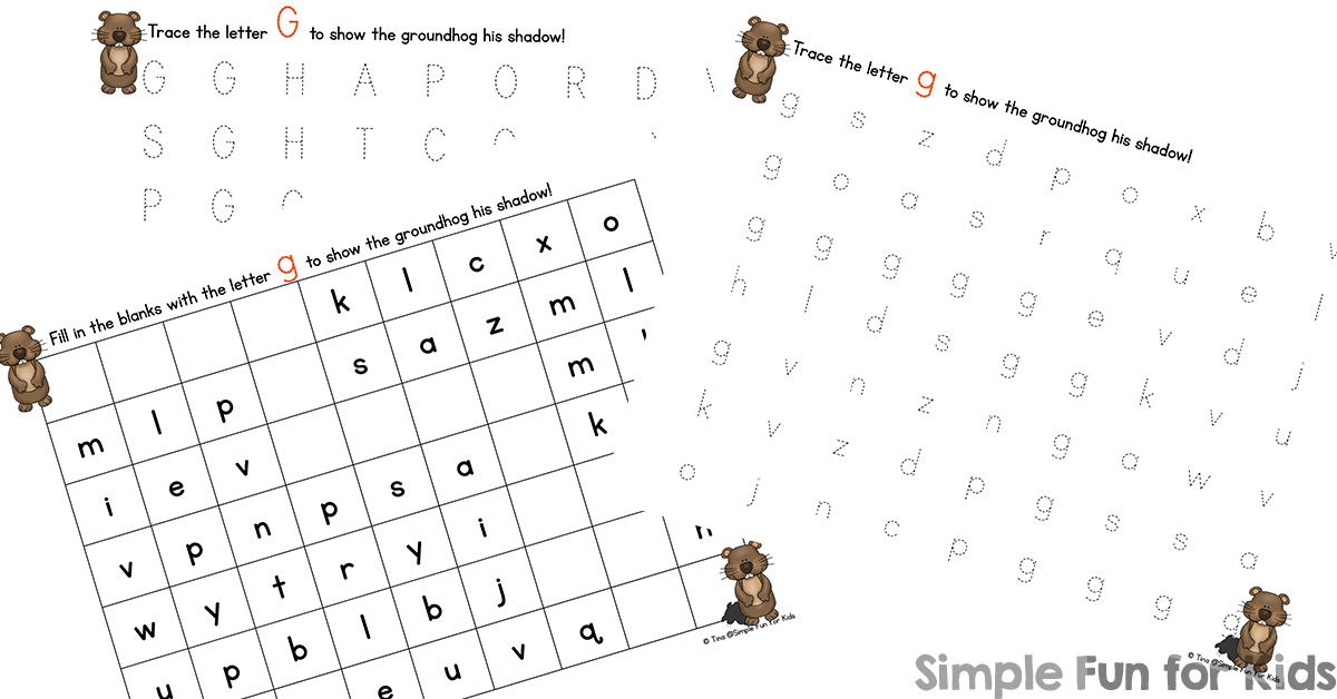 G is for Groundhog Handwriting Letter Mazes - Simple Fun for Kids VIP