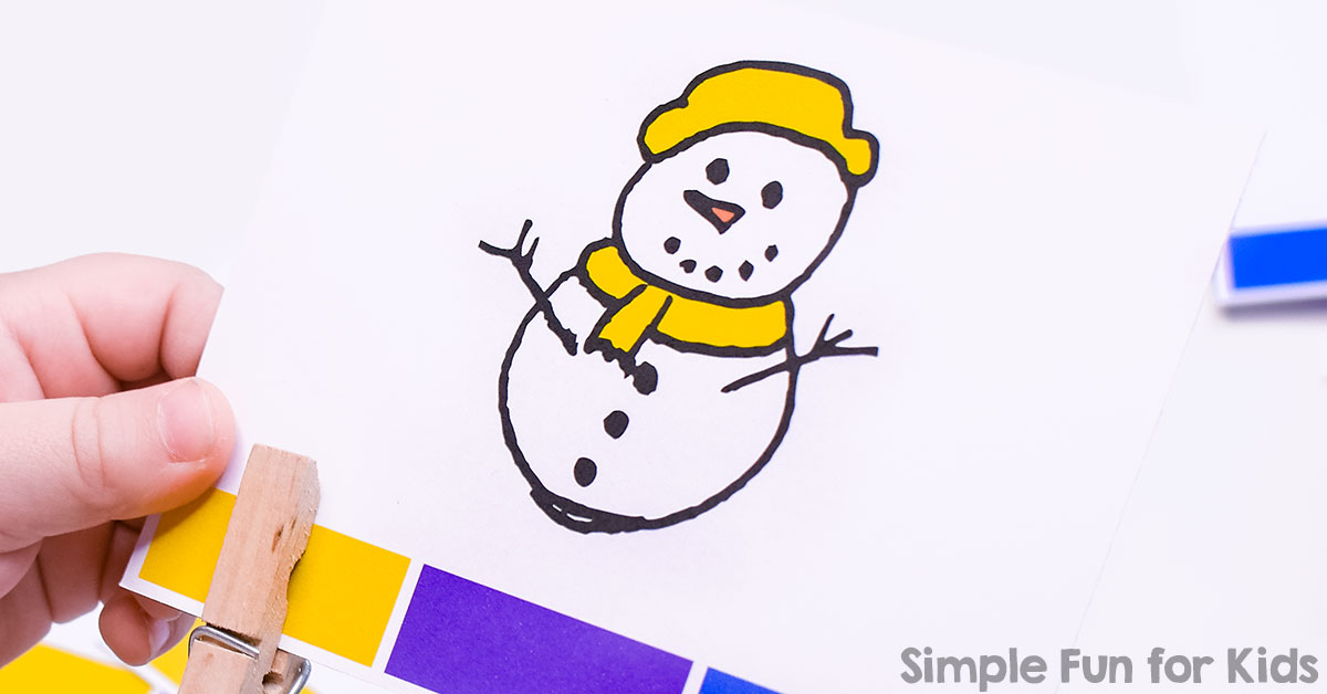 Snowman Color Matching Clip Cards - Simple Fun for Kids VIP