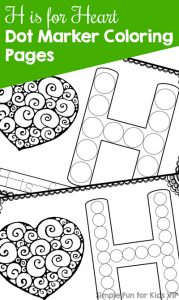 H is for Heart Dot Marker Coloring Pages - Simple Fun for Kids VIP
