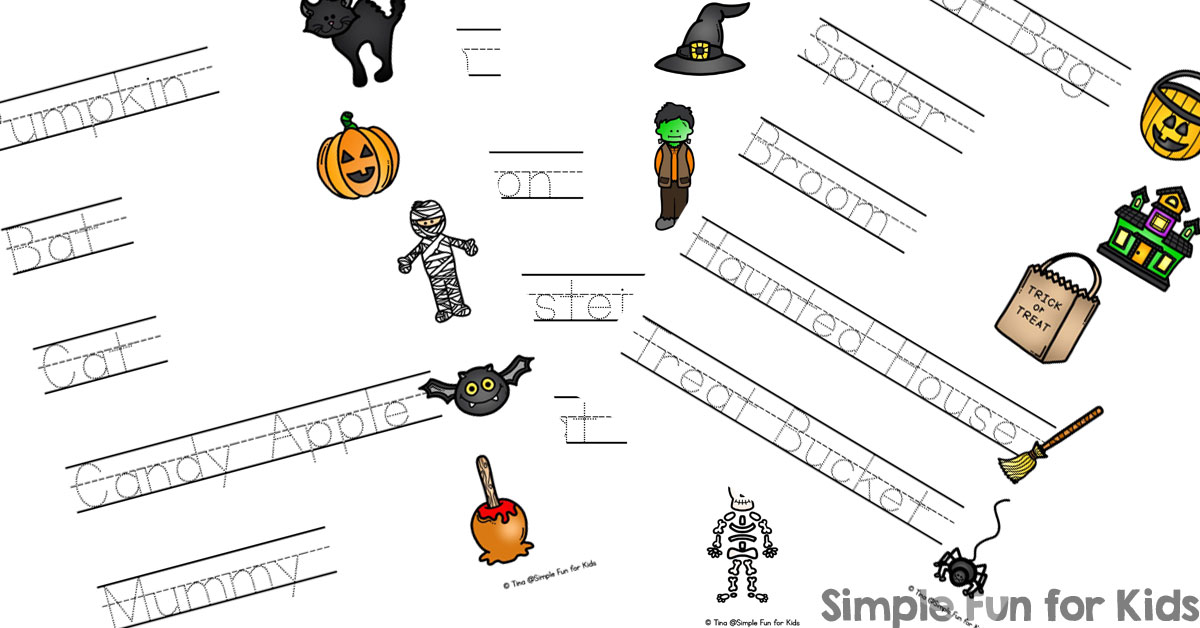 Halloween Words Read, Trace, and Connect Worksheets - Simple Fun for ...