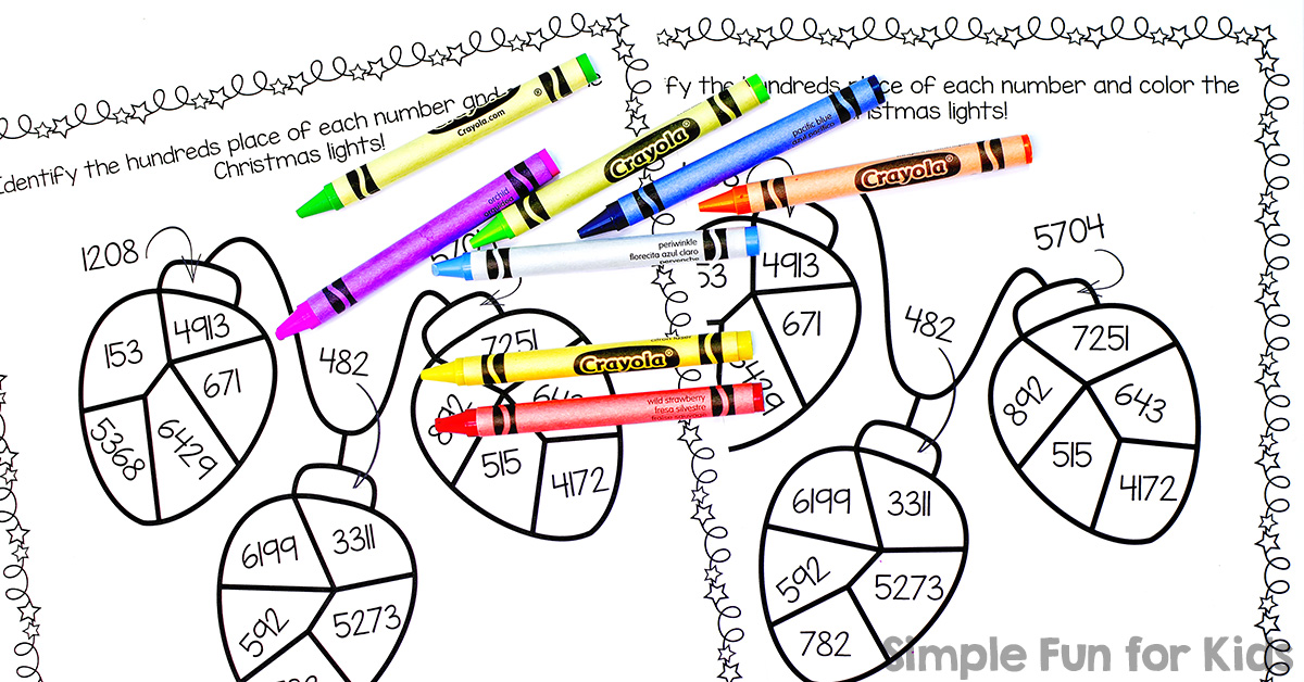 Christmas Lights Color by Hundreds Place - Simple Fun for Kids VIP