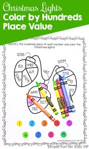 Christmas Lights Color by Hundreds Place - Simple Fun for Kids VIP