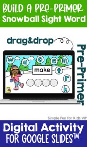 Digital Build a Snowball Pre-Primer Sight Word Drag&Drop - Simple Fun ...