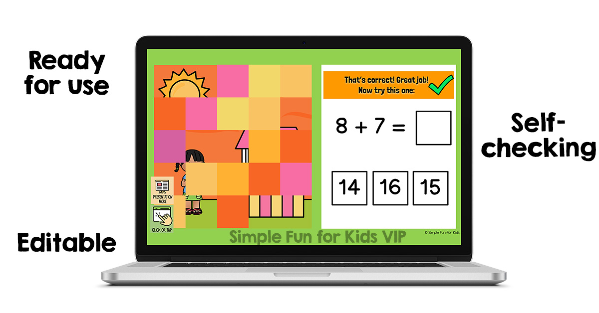 Addition to 20 Digital Summer Puzzle - Simple Fun for Kids VIP