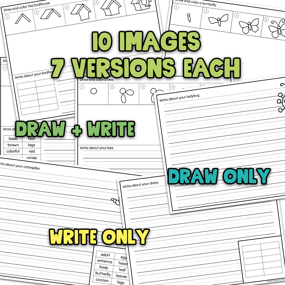 Spring Directed Drawings: Differentiated Draw and Write Worksheets ...