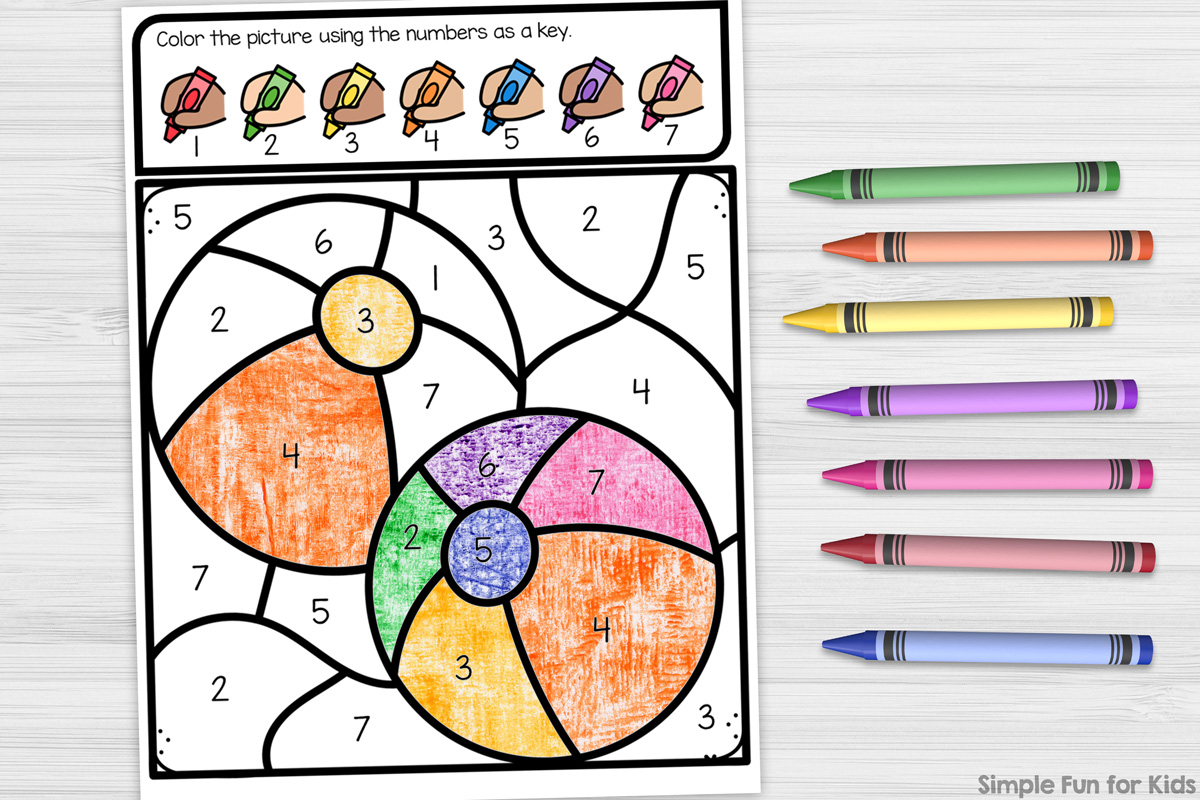 Beach Ball Color by Number Coloring Page - Simple Fun for Kids VIP