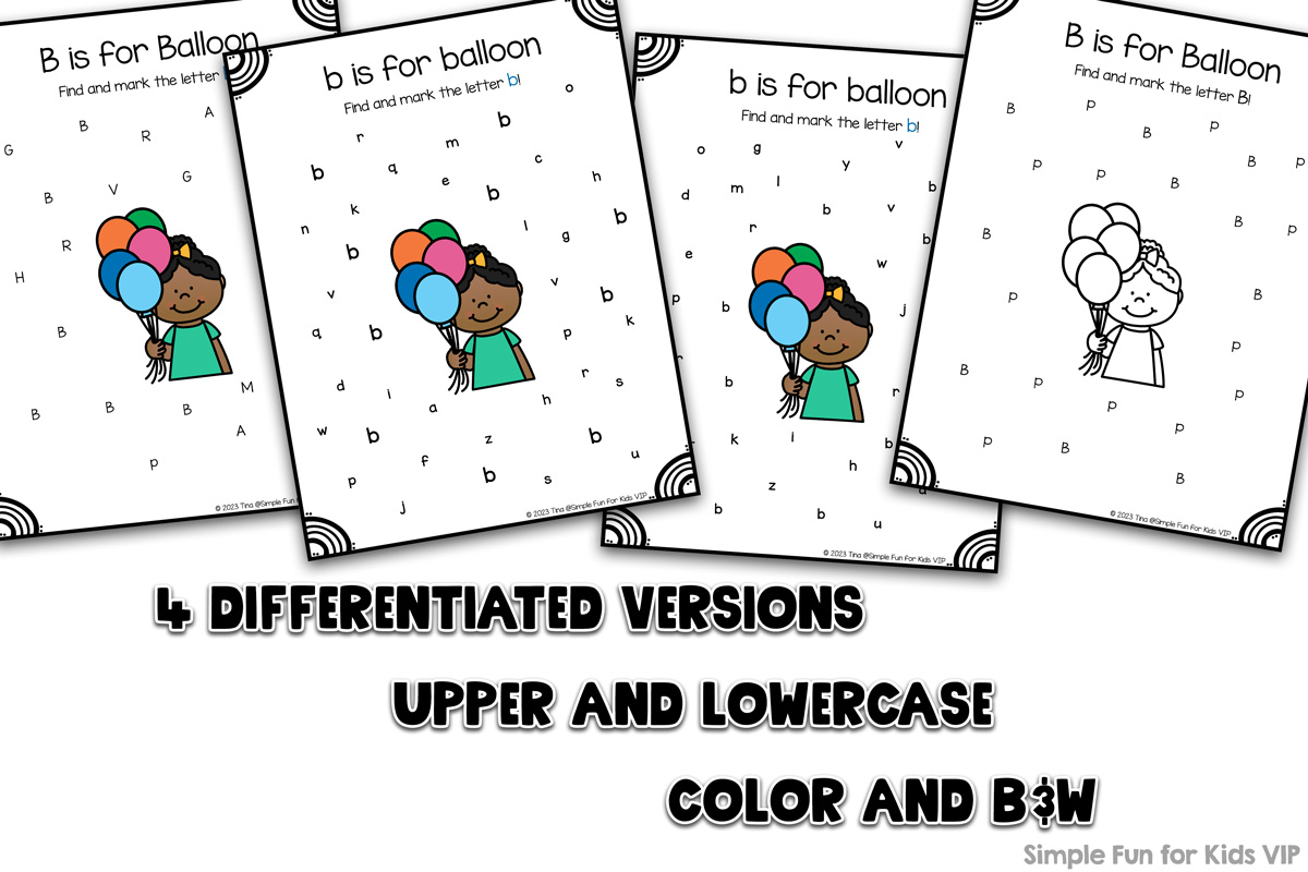 B is for Balloon Letter Find - Simple Fun for Kids VIP