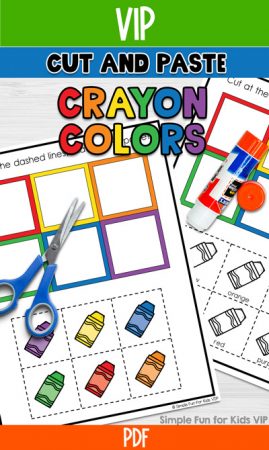 Crayon Cut, Color Match, and Paste Worksheet - Simple Fun for Kids VIP