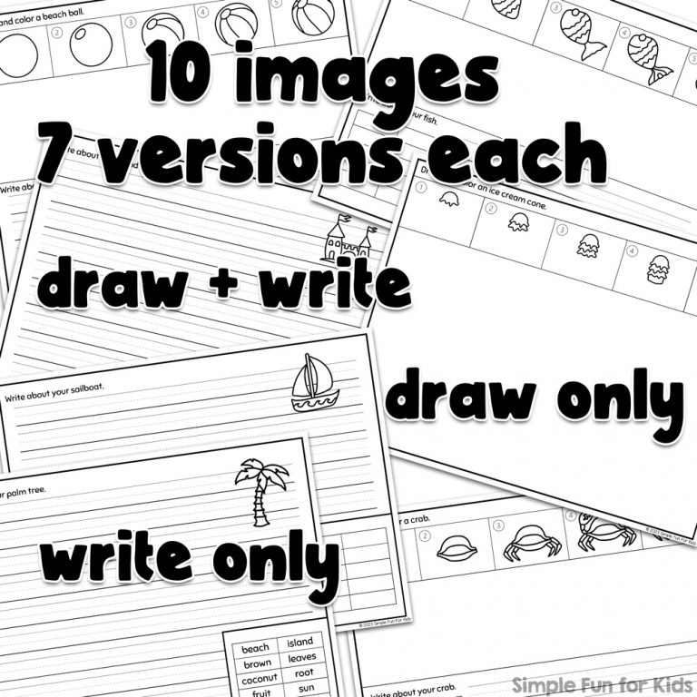 Summer Directed Drawings: Differentiated Draw and Write Worksheets ...
